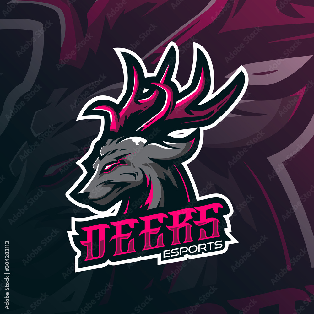 deer mascot logo design vector with modern illustration concept style ...