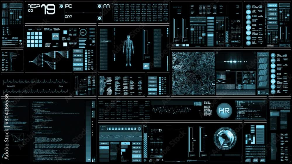 light blue Futuristic interface/Digital screen.Detailed abstract ...