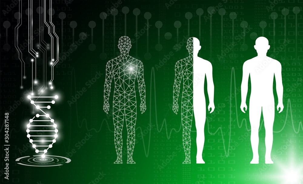 abstract background technology concept in green light,human body heal ...