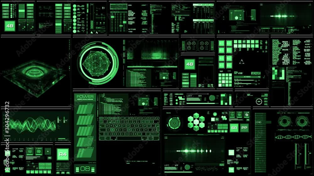 deep green Futuristic interface/Digital screen.Detailed abstract ...
