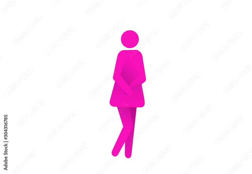 Urinary incontinence, cystitis, involuntary urination woman icon vector ...