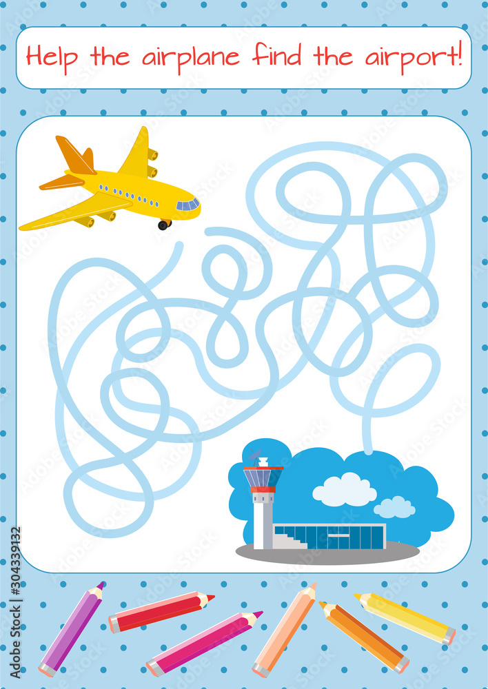 Help the small plane find the airport. Educational game for children ...