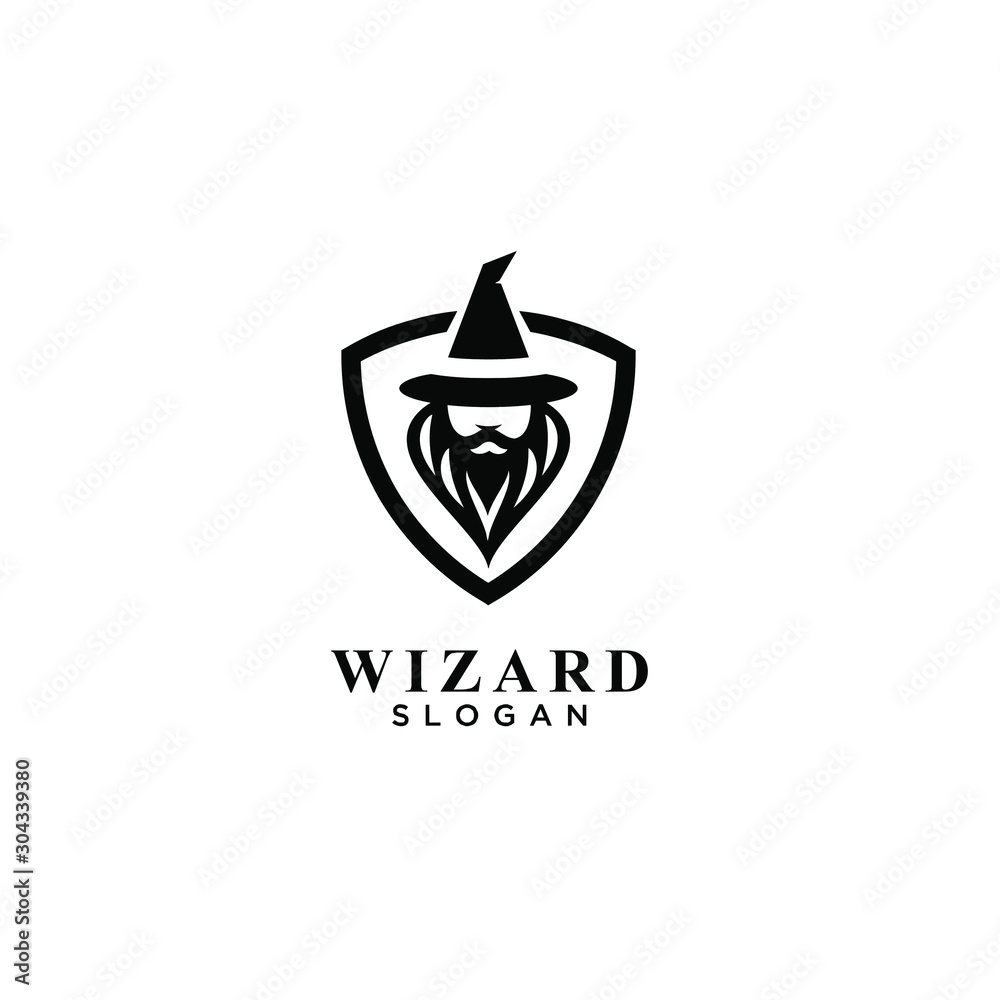 wizard badge logo icon design vector illustration Stock Vector | Adobe ...