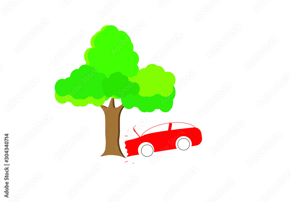 Car Crash Into Tree Clip Art