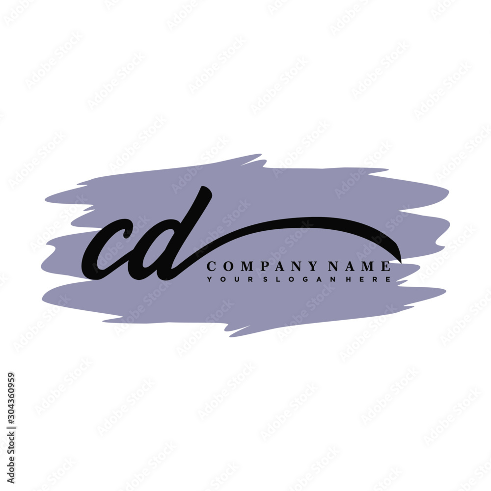 CD handwritten logo vector template. with a gray paint background, and ...