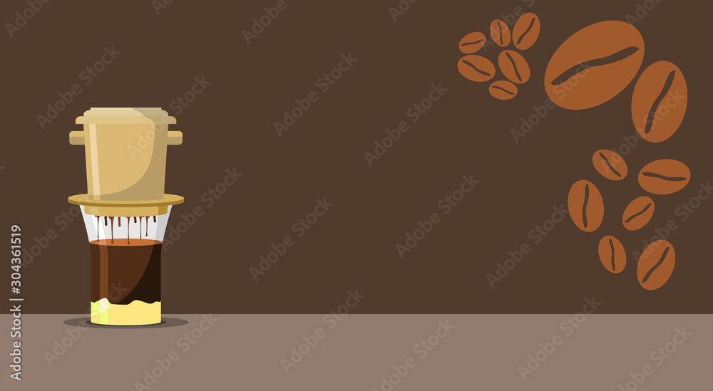 Editable Vietnamese Drip Coffee Brewing Vector Illustration and Roasted ...