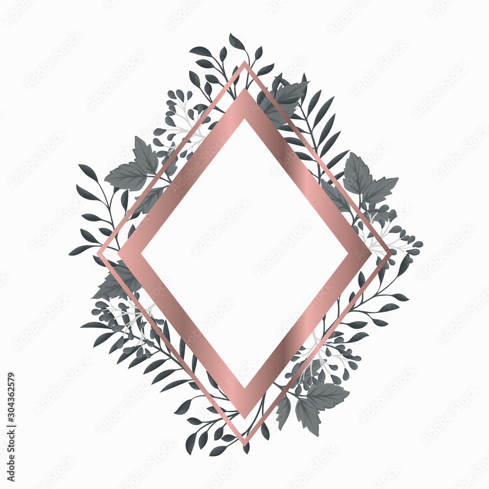 Floral border background - grey leaves background Stock Vector | Adobe ...