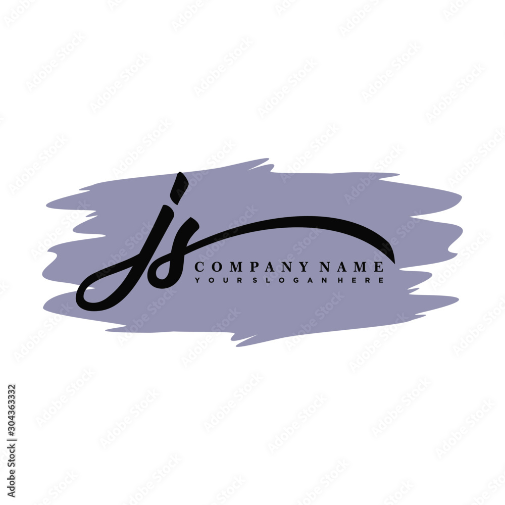 JS handwritten logo vector template. with a gray paint background, and ...