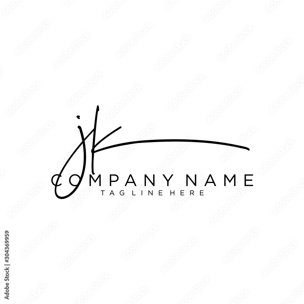 Initial letter JK Signature handwriting Logo Vector Stock Vector ...