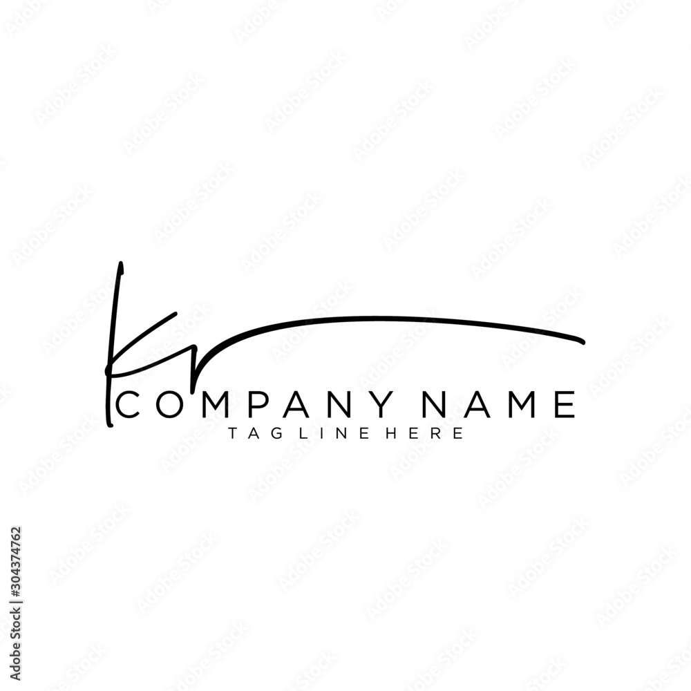 Initial letter KR Signature handwriting Logo Vector Stock Vector ...