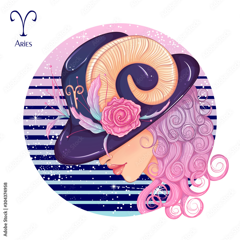 Zodiac. Vector illustration of the astrological sign of Aries as a ...