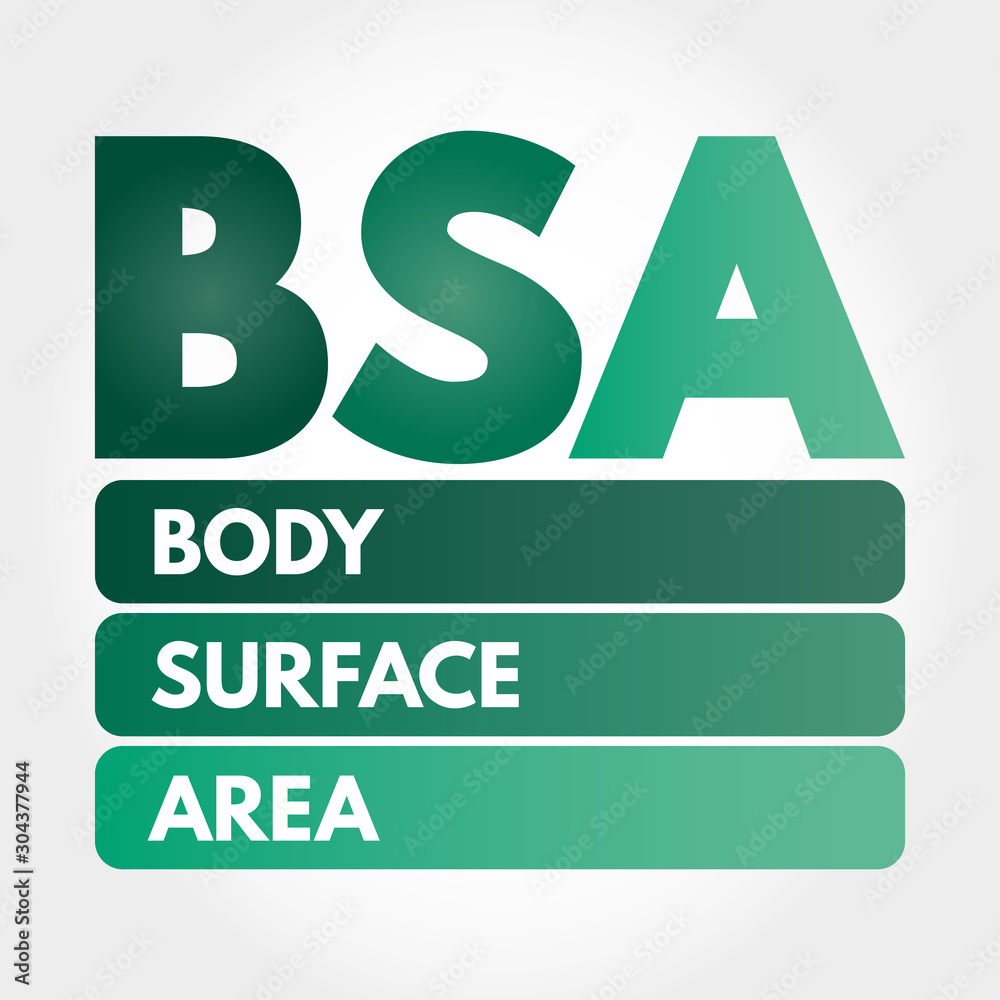 BSA - Body Surface Area acronym, concept background Stock Vector ...