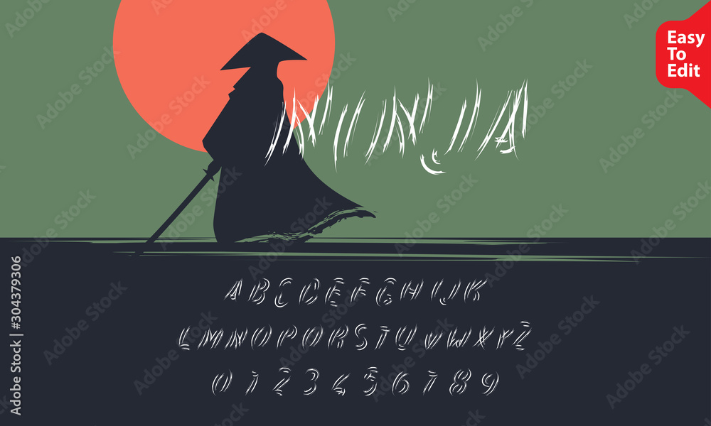 set of stylized alphabet letters and numbers. vector font snd alphabet ...