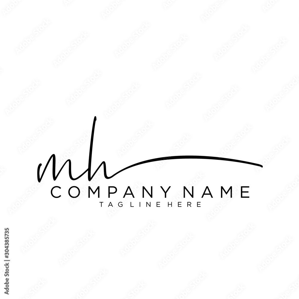 Initial letter MH Signature handwriting Logo Vector Stock Vector ...