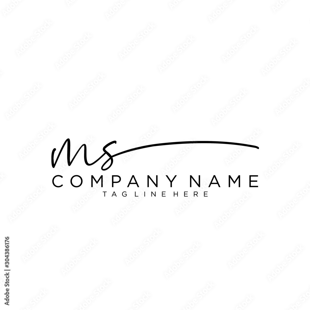 Initial letter MS Signature handwriting Logo Vector Stock Vector ...