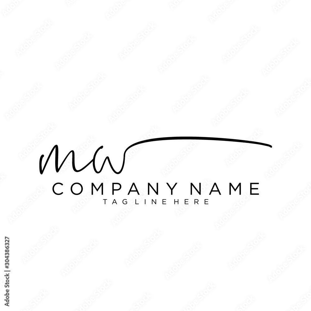 Initial letter MW Signature handwriting Logo Vector Stock Vector ...