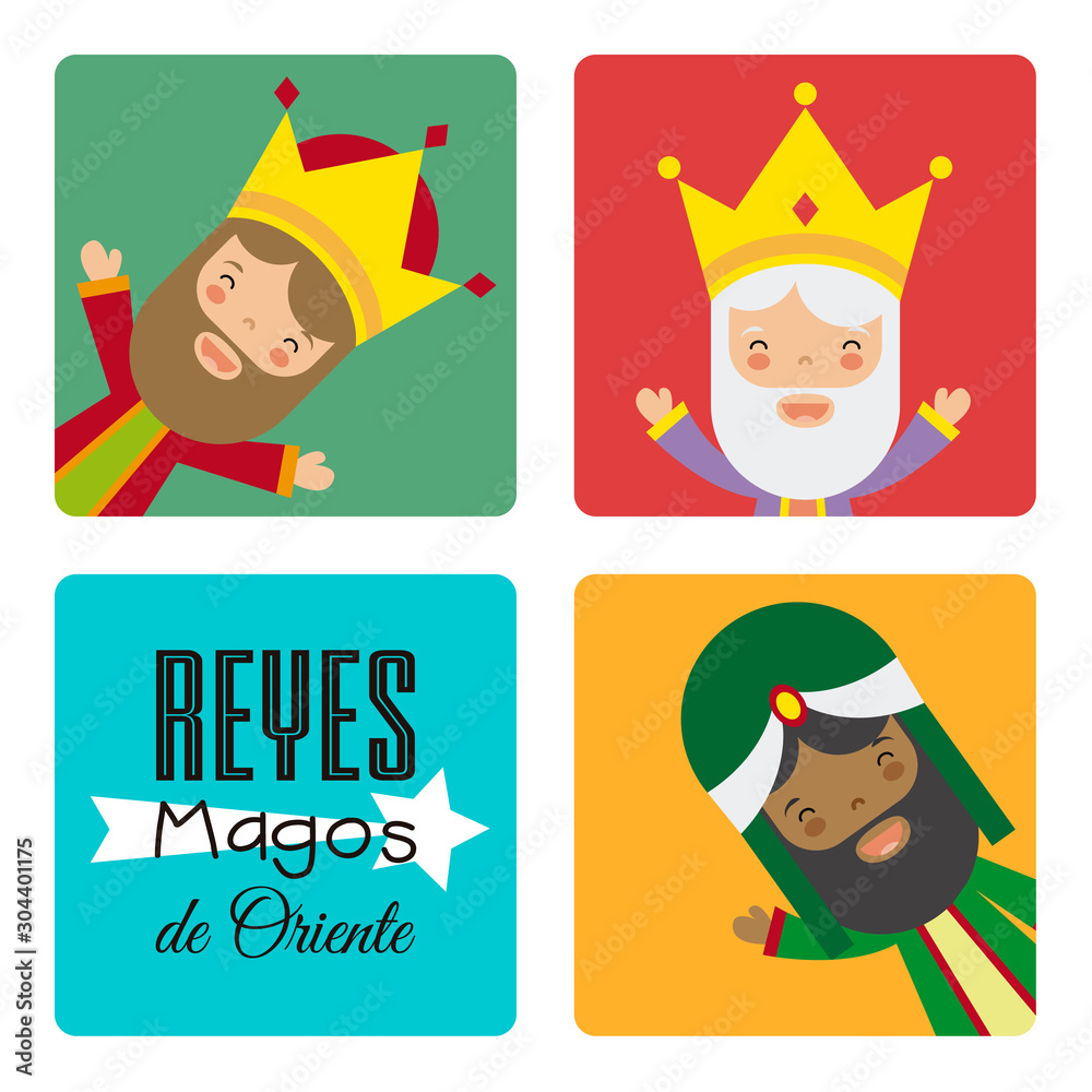 Card of the three wise men. Spanish text Three Wise Men Stock Vector ...