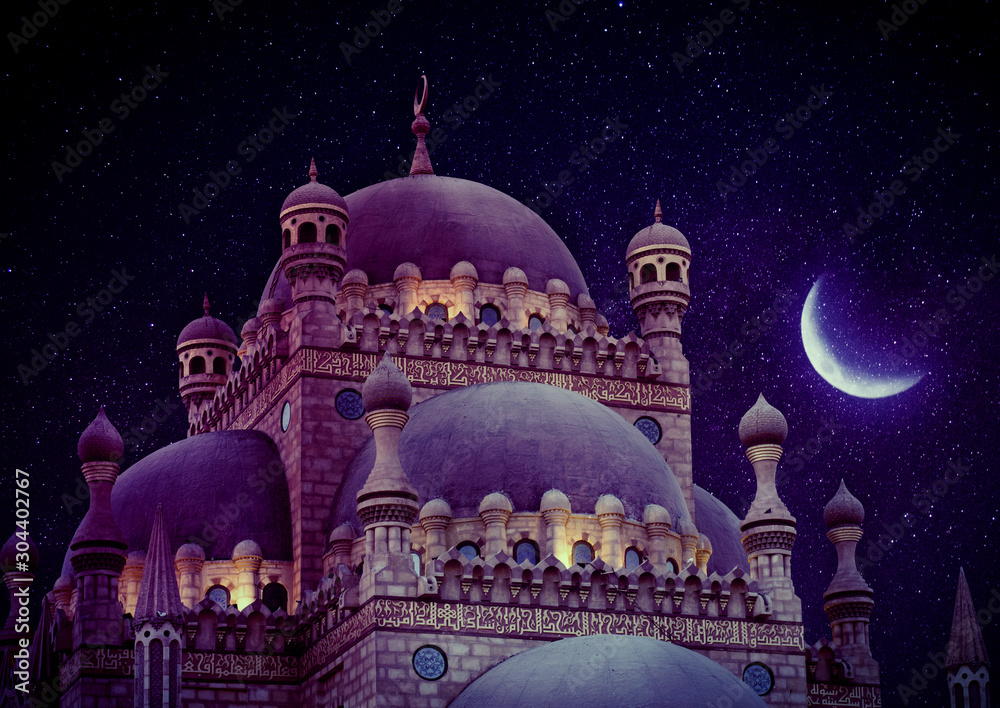 Islamic background with The Al Sahaba Mosque in Sharm El Sheikh against ...