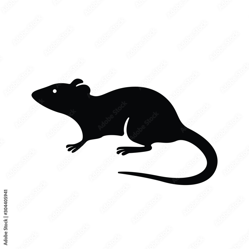 Rat silhouette logo. black mouse symbol vector. Stock Vector | Adobe Stock