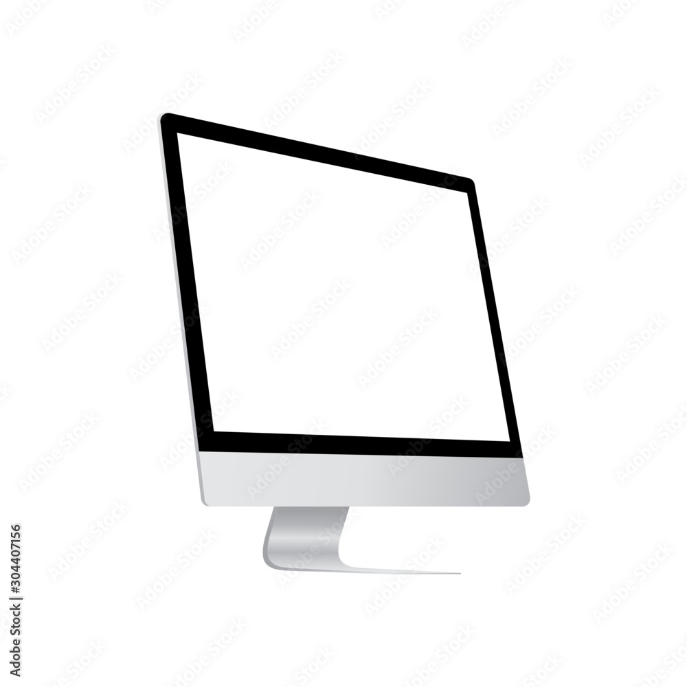 Realistic desktop computer with blank screen. Desktop computer mockup ...
