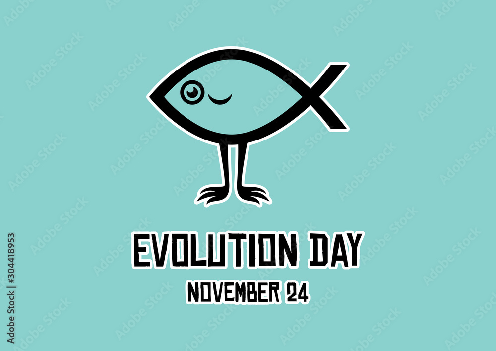Evolution Day vector. Fish with legs icon. Darwin fish vector ...