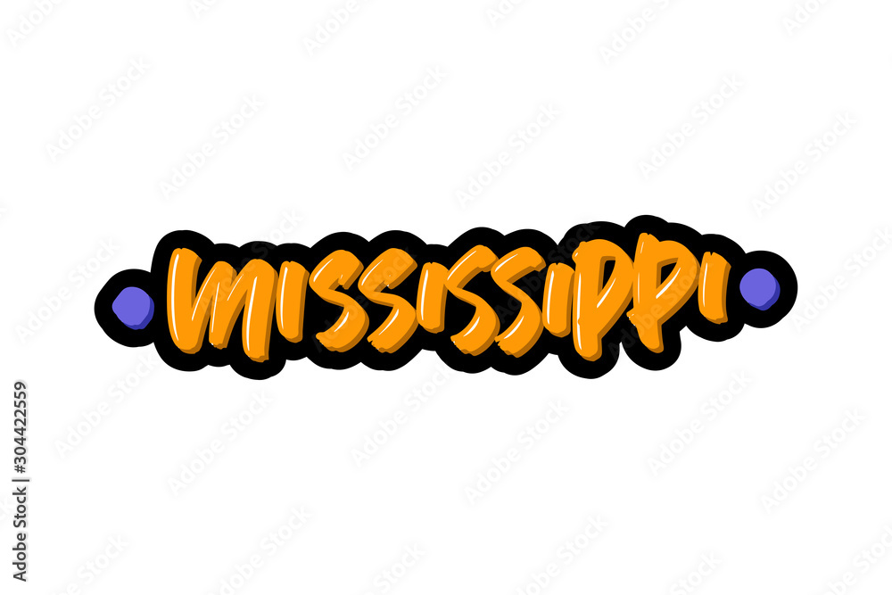 Mississippi hand drawn modern brush lettering text. Vector illustration ...