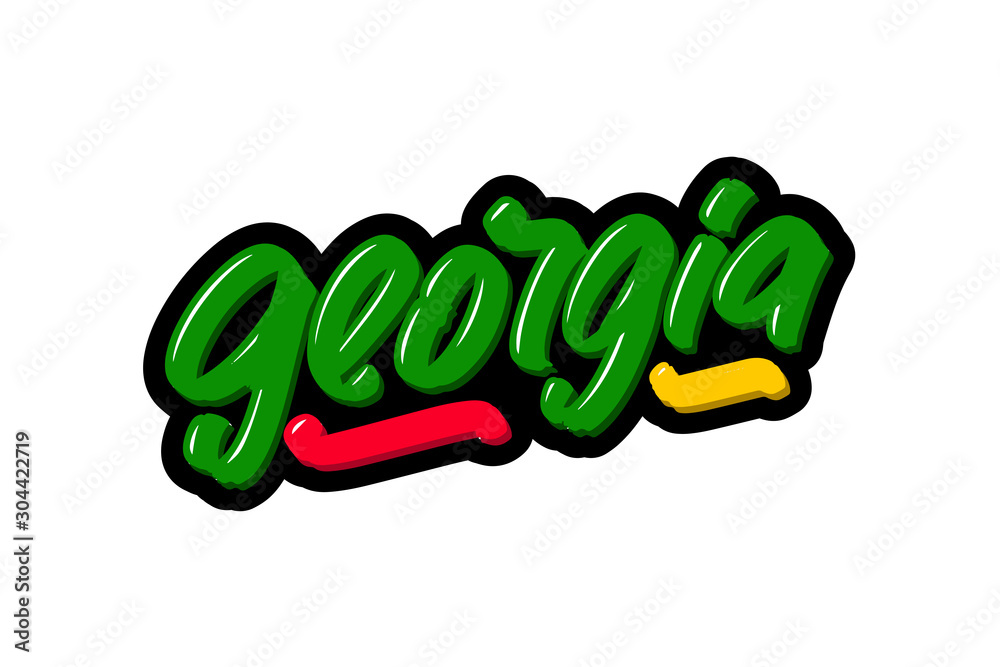 Georgia hand drawn modern brush lettering text. Vector illustration ...