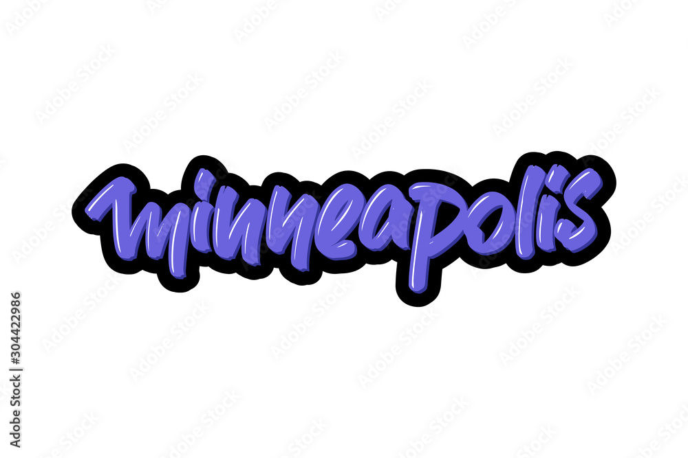 Minneapolis hand drawn modern brush lettering text. Vector illustration ...