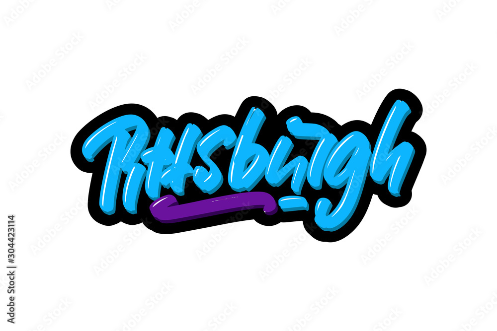 Pittsburgh hand drawn modern brush lettering text. Vector illustration ...