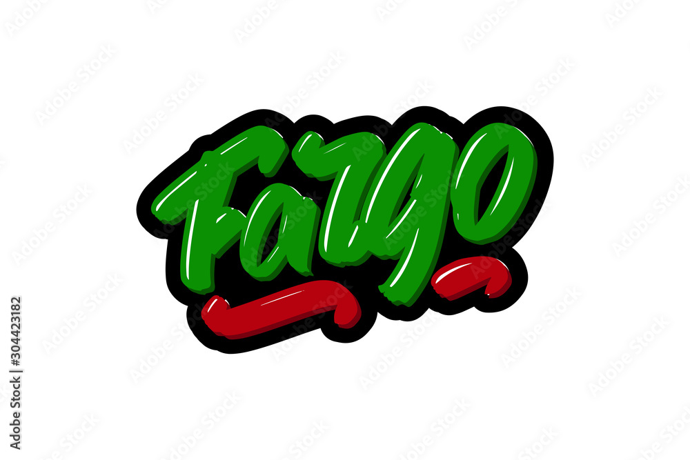 Fargo hand drawn modern brush lettering text. Vector illustration logo ...