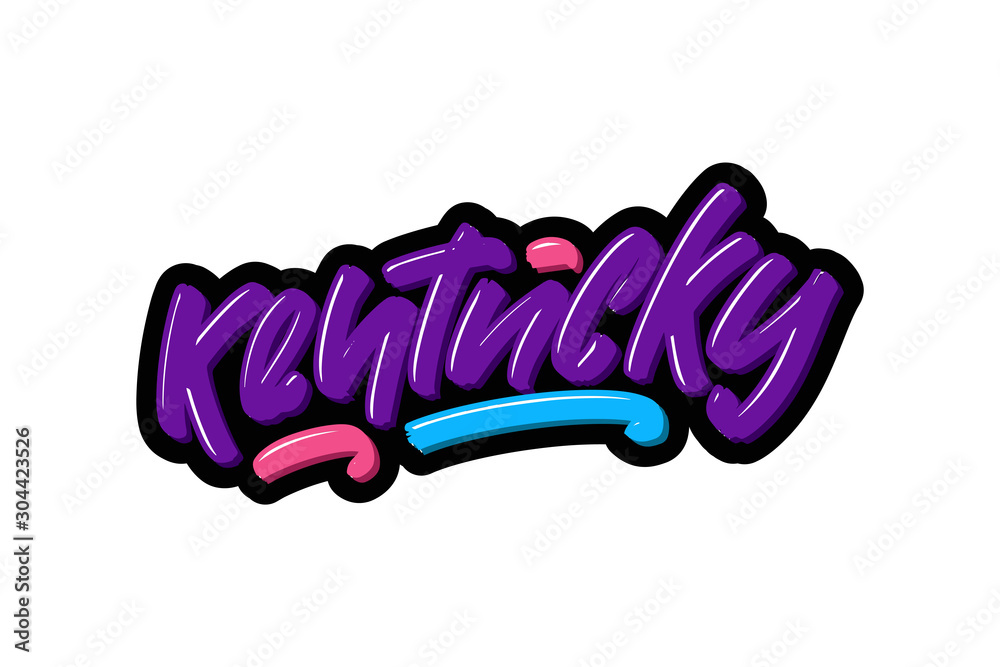 Kentucky hand drawn modern brush lettering text. Vector illustration ...