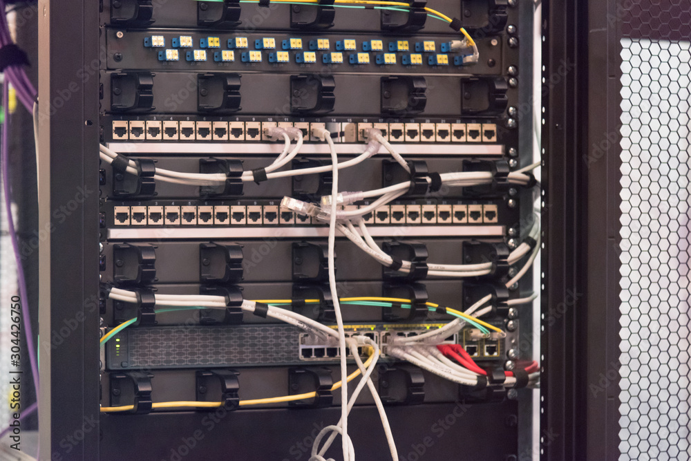 Rack Mounted Servers In A Server Room, close up Stock Photo | Adobe Stock