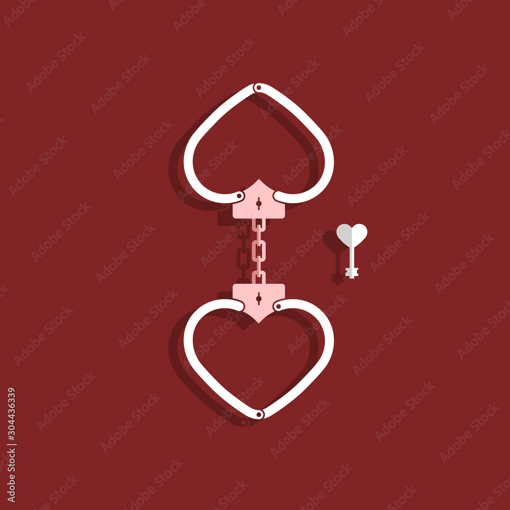 handcuffs heart romance love. Digital security authentication concept ...
