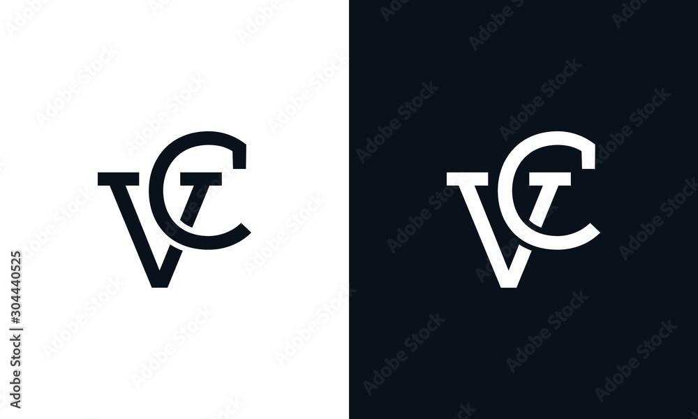 Minimalist line art letter VC logo. This logo icon incorporate with two ...