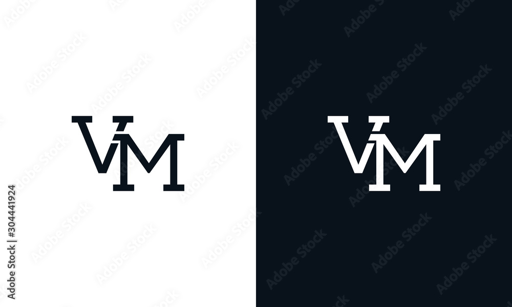 Minimalist line art letter VM logo. This logo icon incorporate with two ...