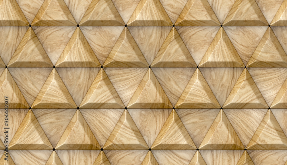Wood 3D tiles triangles with chamfers and simple triangular elements ...