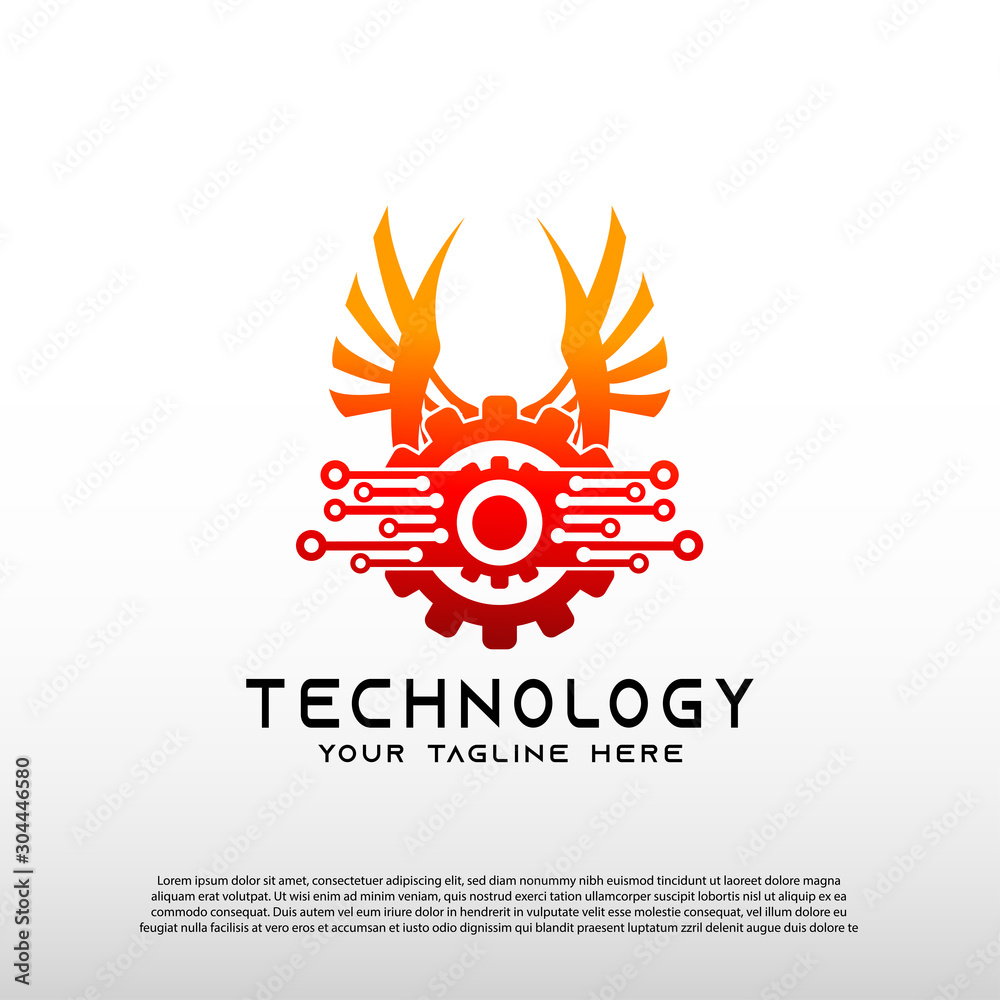 Technology logos, future technology icons, gear logos, circuit style ...