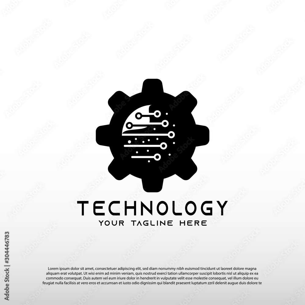 Technology logos, future technology icons, gear logos, circuit style ...