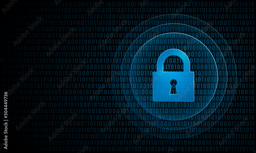 Digital lock with ripples ''Pulse Effect'' technology security symbol ...