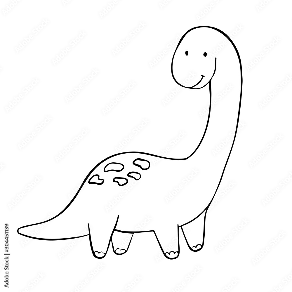 vector illustration black and white drawing dinosaur coloring book ...