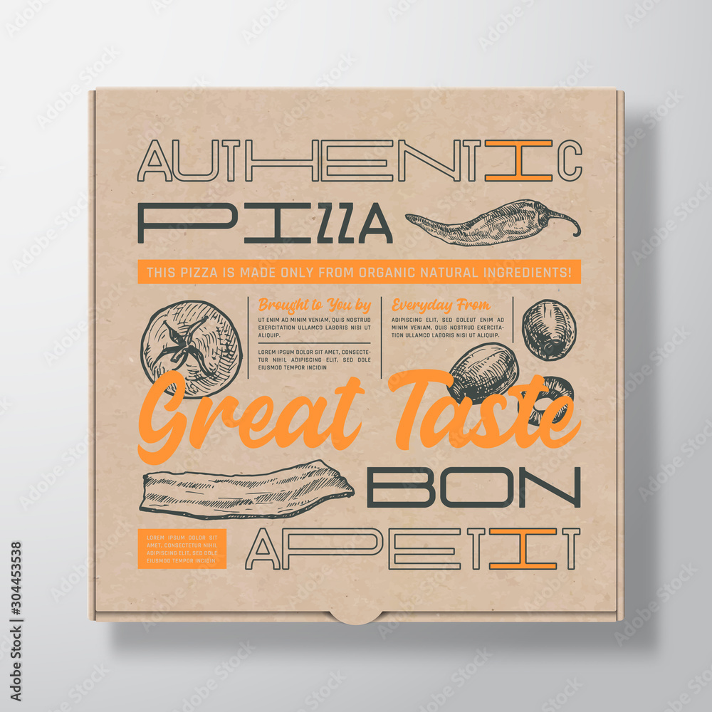Pizza Realistic Cardboard Box Container. Abstract Vector Packaging ...