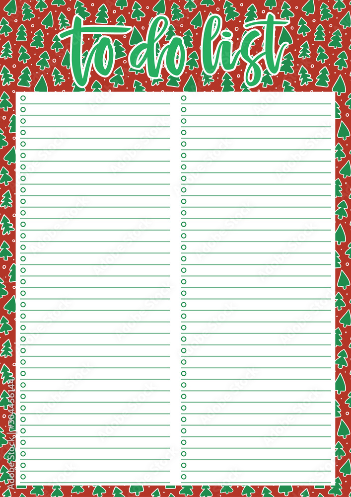 Cute A4 template for To Do List with lettering and Christmas trees ...