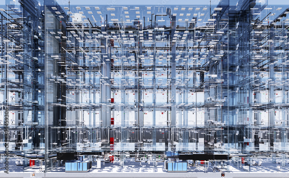 Conceptual visualization of the BIM model of the building Stock Photo ...