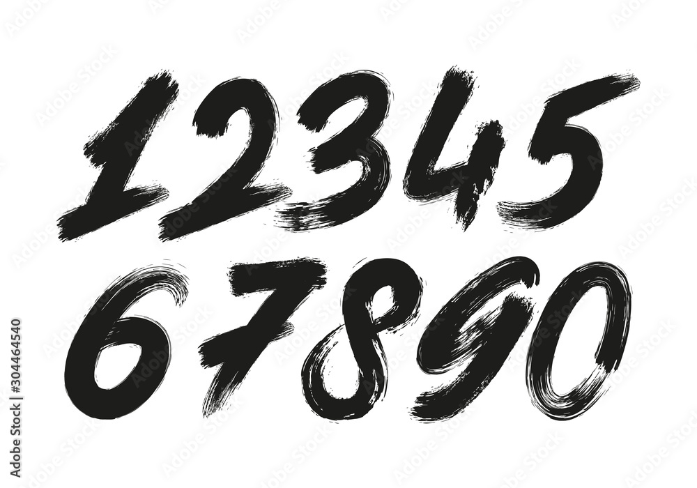 Calligraphic numbers. Vector set Stock Vector | Adobe Stock
