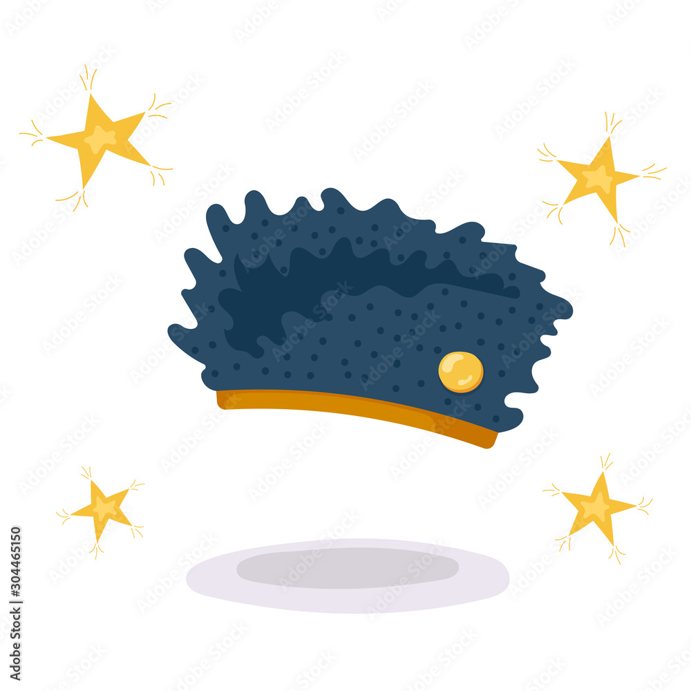 Cartoon blue winter fur beret vector illustration. Winter season ...