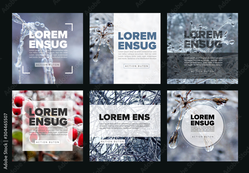 Winter Social Media Post Layout Set Stock Template | Adobe Stock