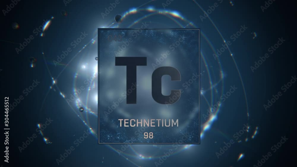 Technetium as Element 43 of the Periodic Table. Seamlessly looping 3D ...