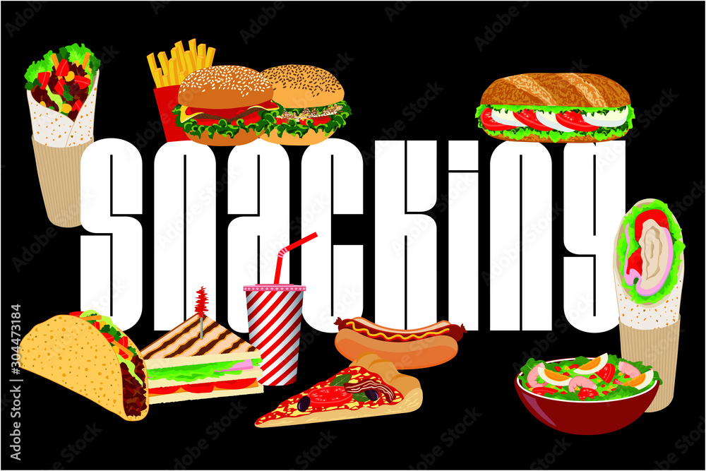 Affiche représentant l’alimentation vendu pour la restauration rapide ...