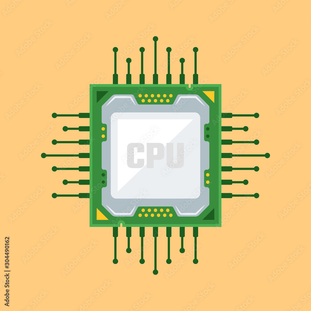 Computer CPU chip flat style vector illustration Stock Vector | Adobe Stock