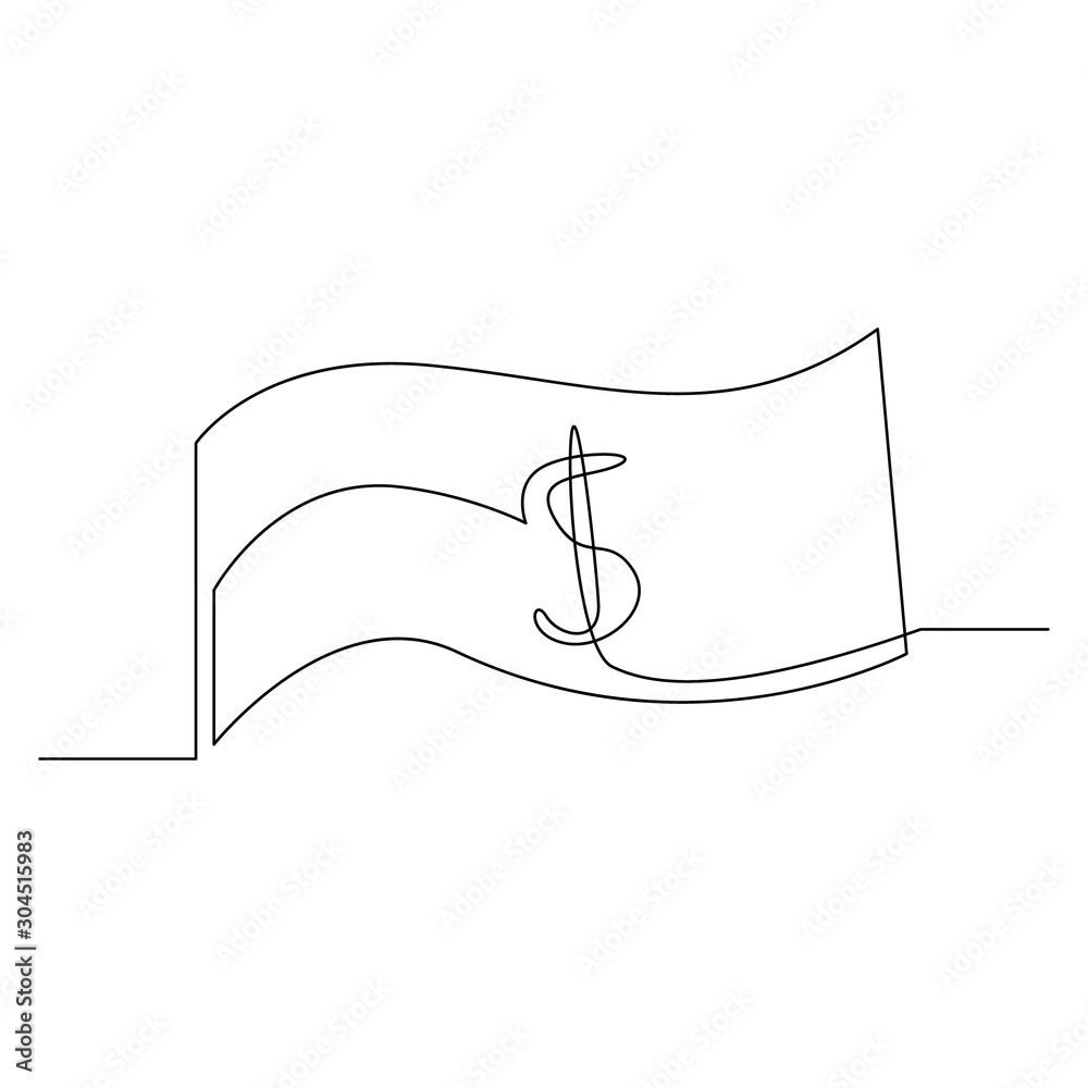 Continuous one line dollar bill. Vector illustration. Stock Vector ...